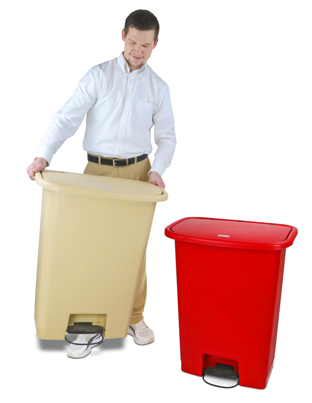 Waste Mate Plastic Waste Receptacle, 24 Gallon, Red