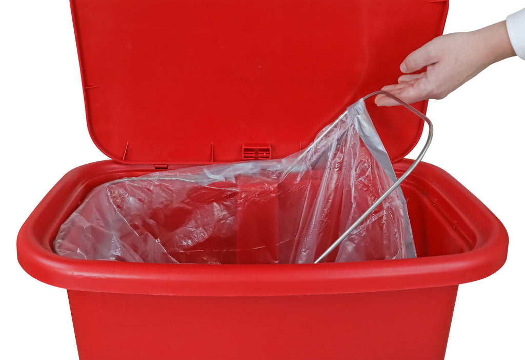 Waste Mate Plastic Waste Receptacle, 8 Gallon, Red